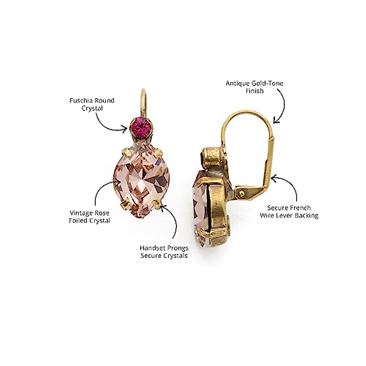 Sorrelli Navette Drop Earrings, Antique Gold-Tone Finish, Radiant Sunrise