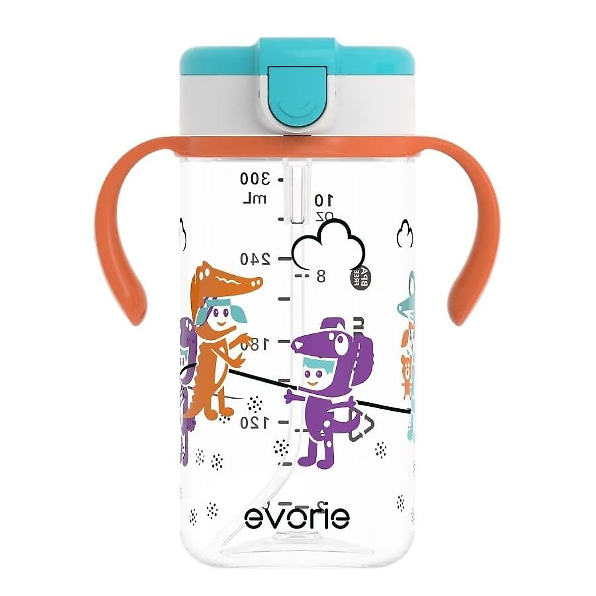 Evorie Tritan Toddler Sippy Cups 10 Oz Kids Water Bottle With Replacement Straw Bundle, Imaginations