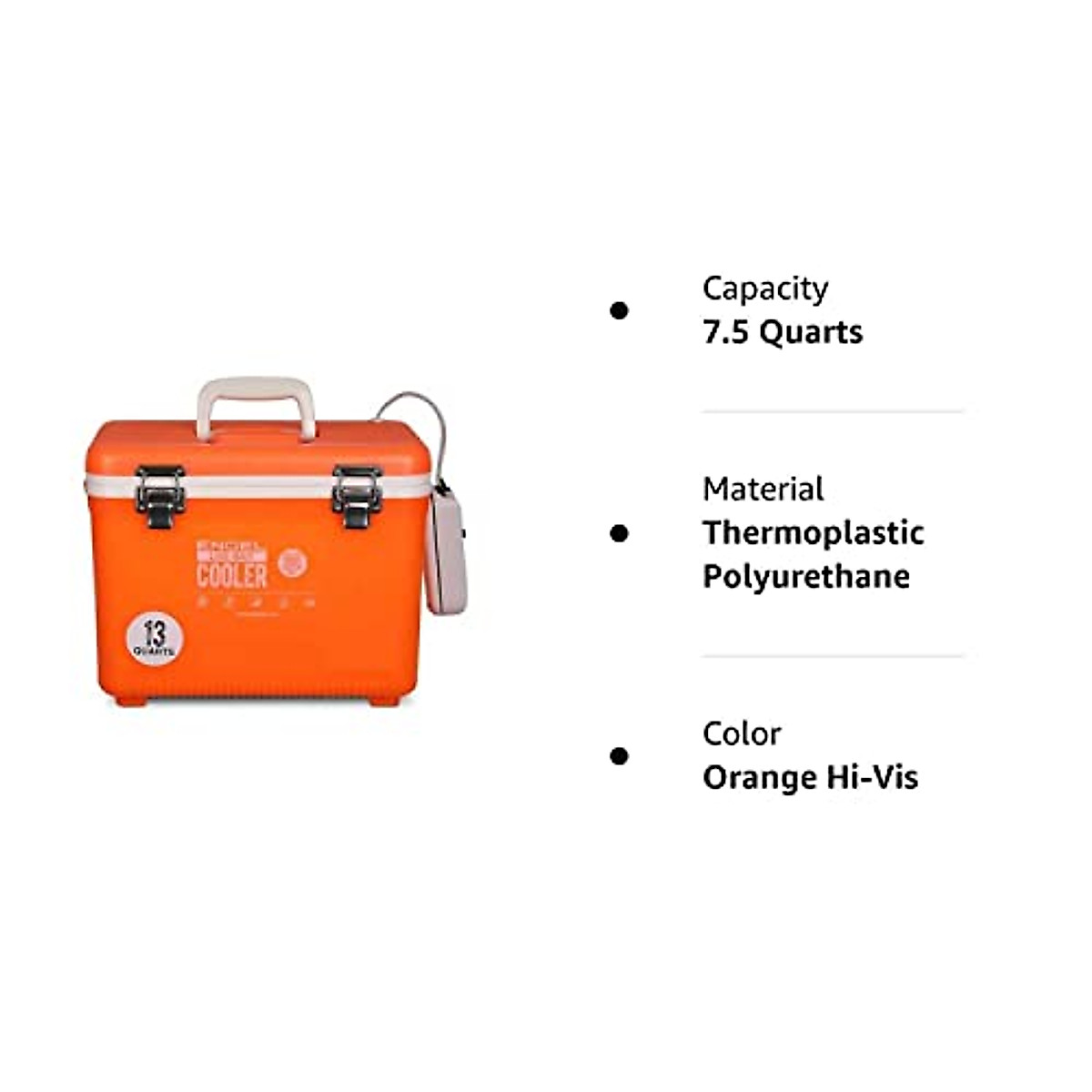 Engel 7.5qt Live Bait Cooler Box with 2nd Gen 2-Speed Portable Aerator Pump. Fishing Bait Station and Minnow Bucket for Shrimp, Minnows, and Other Live Bait - ENGLBC7-N-OHV in Orange High-Visibility