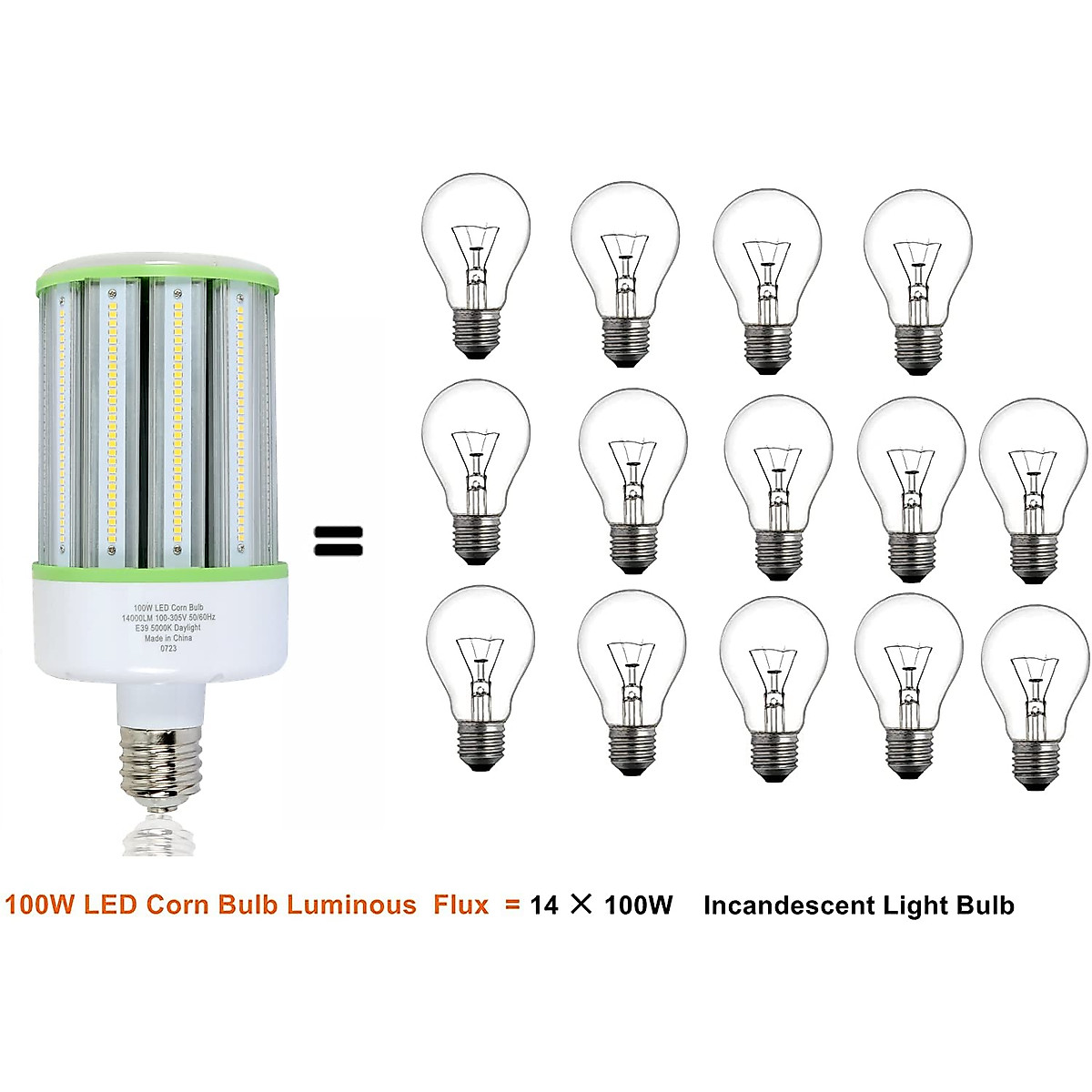 TJBB 2-Pack 100W Led Corn Cob Light Bulb, E39 Large Mogul Base led Bulb (250-400W MH/HPS Replace) Indoor Outdoor Lighting for Garage Warehouse High Bay Parking Lot Wall Pack
