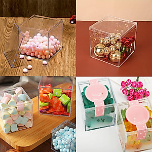 Copzievkae 4 Pack Clear Acrylic Boxes - 3.9x3.9x3.9 Inch, Display, Storage Box for Candy Jewelry