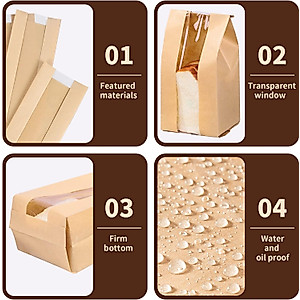 10 Pack Large Paper Bread Bags for Homemade Sourdough Loaves Bread Bags with Window for Homemade Bread Gift Giving, Sourdough Bread Packaging Storage with Label Seal Stickers(13.7x8.2x3.5 inch)