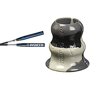 Worth | 2022 | KRECHER | XL | USA/ASA Slowpitch Softball Bat | 13.5" Barrel | 34" x 26 oz & Grip-N-Rip Bat Grip Taper, Night Camo