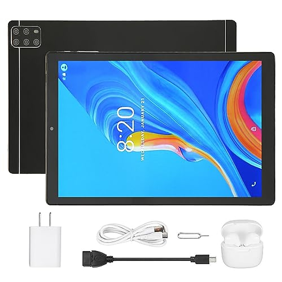 ICRPSTU 10.1 Inch Tablet 100-240V 2MP 5MP Dual Speakers 6GB 128GB 8800mAh Full HD Tablet with Headphones to Work for Android 12 (US Plug)