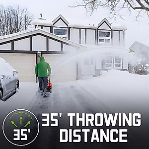 PowerSmart 21 Inch Electric Snow Blower - 120V 15 Amp, 2100 RPM, LED Light for Yard, Road