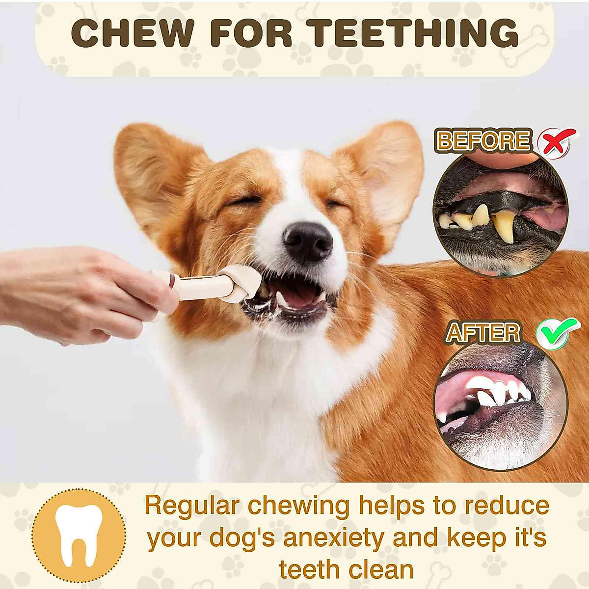 UrbanX Rawhide Free Dog Bones, 4" Real Chicken Wrapped Dog Chew Bones for German Shepherd Dog and Other Large Herding Dogs Training Treats - 7 Count