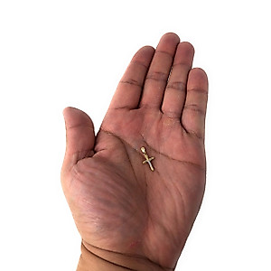 Ioka - 14K Two Tone Gold Jesus Crucifix Cross Religious Charm Tiny Pendant For Necklace or Chain