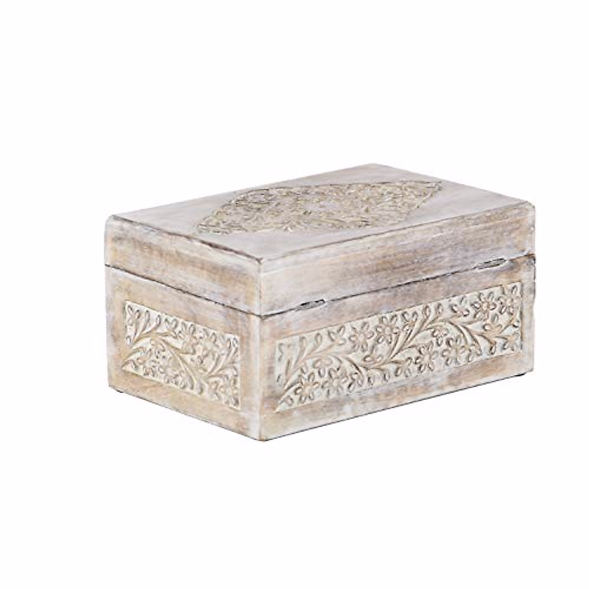 Deco 79 Mango Wood Floral Box with Hinged Lid, Set of 3 8", 10", 12"W, Brown