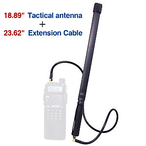 ABBREE Tactical Antenna SMA-Female Dual Band 144/430Mhz Foldable Compatible with Coaxial Cable Compatible with UV-5R UV-82HP BF-F8HP GT-3TP Ham Two Way Radio (18.8 Inch)