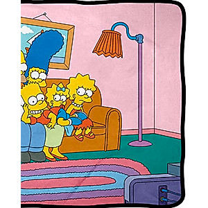 Surreal Entertainment The Simpsons Cartoon Opening Couch Scene Super Soft Plush Fleece Throw Blanket, Multicolor