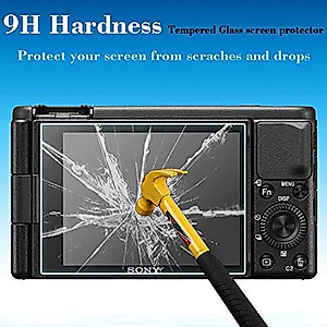 ULBTER ZV1 Screen Protector Appliable for Sony ZV-1 Camera & Hot Shoe Cover 0.3mm 9H Hardness Tempered Glass Cover Anti-Scrach Anti-Fingerprint Anti-Dust Anti-Bubble [3+2 Pack]