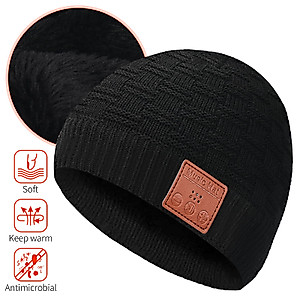 Wireless Beanie Hat with Wireless Headphones, Wireless Winter Hat Built-in HD Stereo Speakers, Men Gifts for Boyfriend Wireless Music Cap for Outdoor Sport Black