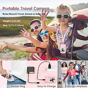 DGVDO Upgraded Pink Digital Camera, 2nd Gen FHD 1080P Digital Camera for Kids with 32GB Card, Video Anti-Shake, Portable Point and Shoot Camera Fill Flash 16X Zoom, Mini Camera DC406-Pink