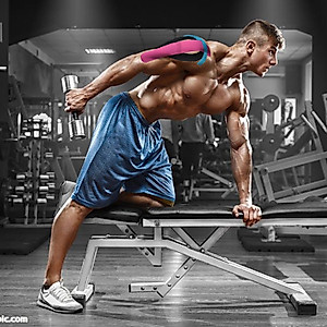 Kinesiology Theraeputic Tape Physio for Athletic Sports Recovery Pain Relieve Strong Adhesion Waterproof Original Cotton Uncut 2 Inch x 16.4 Feet (2 Pink)