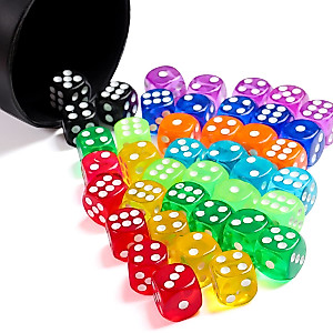 50 Pieces Colored Dice, 6 Sided Dice for Board Games, 14mm Bulk Dice for Math Learning, Dice for Classroom