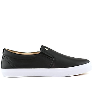 Marc Joseph New York Womens Casual Comfortable Genuine Leather Lightweight Low Top Fashion Slip-On Walking Sneaker Flat Shoes Black Napa Soft 9.5