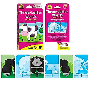 School Zone - Alphabet 4-Pack Flash Cards - Ages 3+, Preschool, Kindergarten, Go Fish Alphabet, Three-Letter Words, Alphabet Match, Lowercase & Uppercase Letters, Letter-Picture Recognition, and More