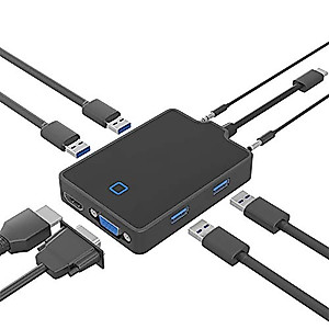 Imedia IMD-UTC398 Type C to HUB & HDMI, VGA & Audio, Black, Size: Approx. 3.7 x 2.3 x 0.6 inches (94 x 63.7 x 15.9 mm), Approx. 2.5 oz (65.8 g)