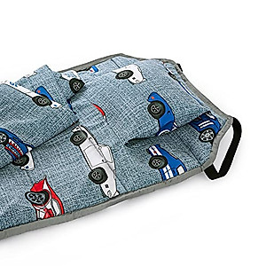 Wake In Cloud - Nap Mat with Pillow for Kids Toddler Boys Girls, Fit Preschool Daycare Sleeping Cot with Elastic Corner Straps, Sports Race Cars Supercars on Gray Grey, 100% Soft Microfiber