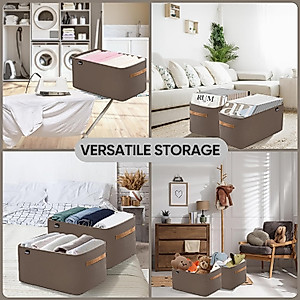 ZXRMY Large Fabric Storage Baskets with Handles 4 Pack Collapsible Storage Bins for Shelves Organizing 16 X 11 X 9.8'' Canvas Basket for Closet Organization