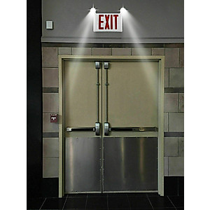 Red LED Exit Sign with Emergency Lights, Two LED Adjustable Head Emergency Exit Lights with Battery Backup, Dual LED Lamp ABS Fire Resistance UL-Listed 120-277V