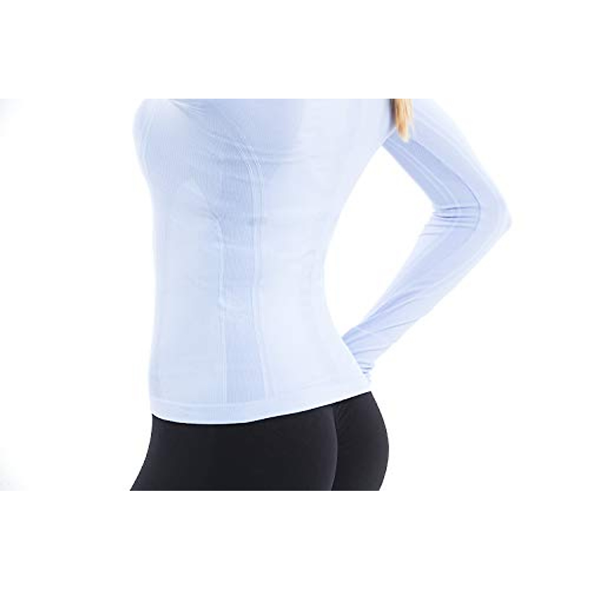MathCat Seamless Workout Shirts for Women Long Sleeve Yoga Tops Sports Running Shirt Breathable Athletic Top Slim Fit (S, Wathet)