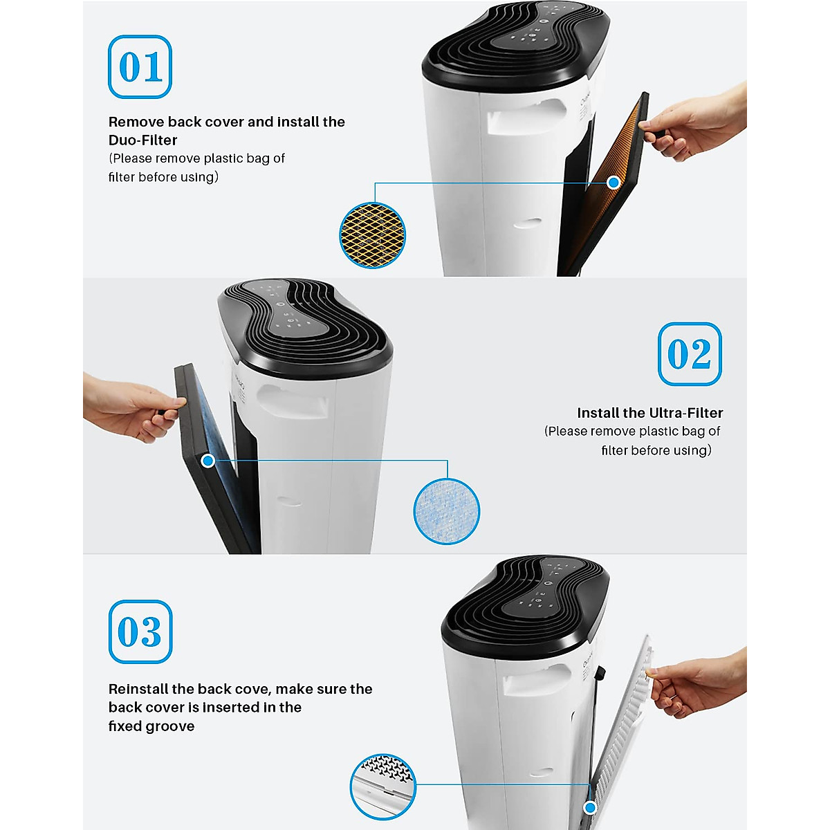 Okaysou AirMax 8L 3-in-1 Blue Ultra-Filter Higher Grade H13 True HEPA Filtration System, 1 Pack