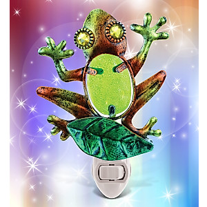 Puzzled Frog Night Light - 5.5 Inch Plug in Energy Efficient Decorative Socket Lamp, Manual On & Off Portable Lights for Stairway, Bedroom, Bathroom, Nursery, Home Accessory & Kitchen Decor