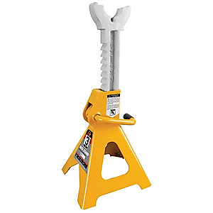 Performance Tool W41022 Ratchet Style Jack Stand Set for Lifting Vehicles During Maintenance, Yellow, 3-Ton