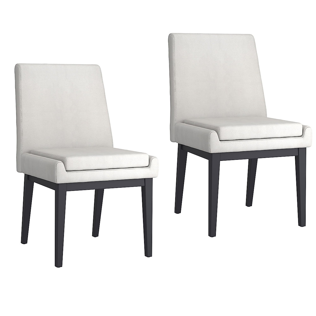 !nspire Contemporary Fabric and Metal Dining Chair, Set of 2 - Beige and Black