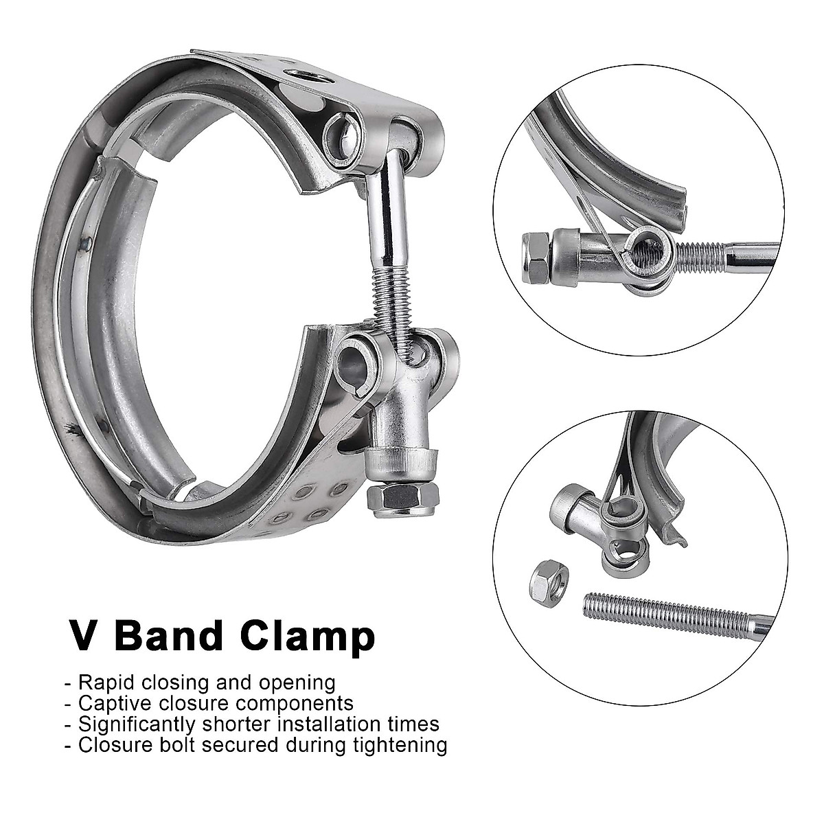 EVIL ENERGY 3 Inch V Band Clamp, Bundle with 2.5" ID to 3" OD Exhaust Pipe Reducer Adapter