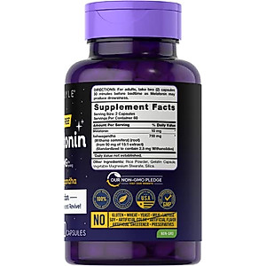 Melatonin 10mg | 120 Capsules | with Ashwagandha | Triple Strength Formula | Non-GMO, Gluten Free Supplement | by Carlyle