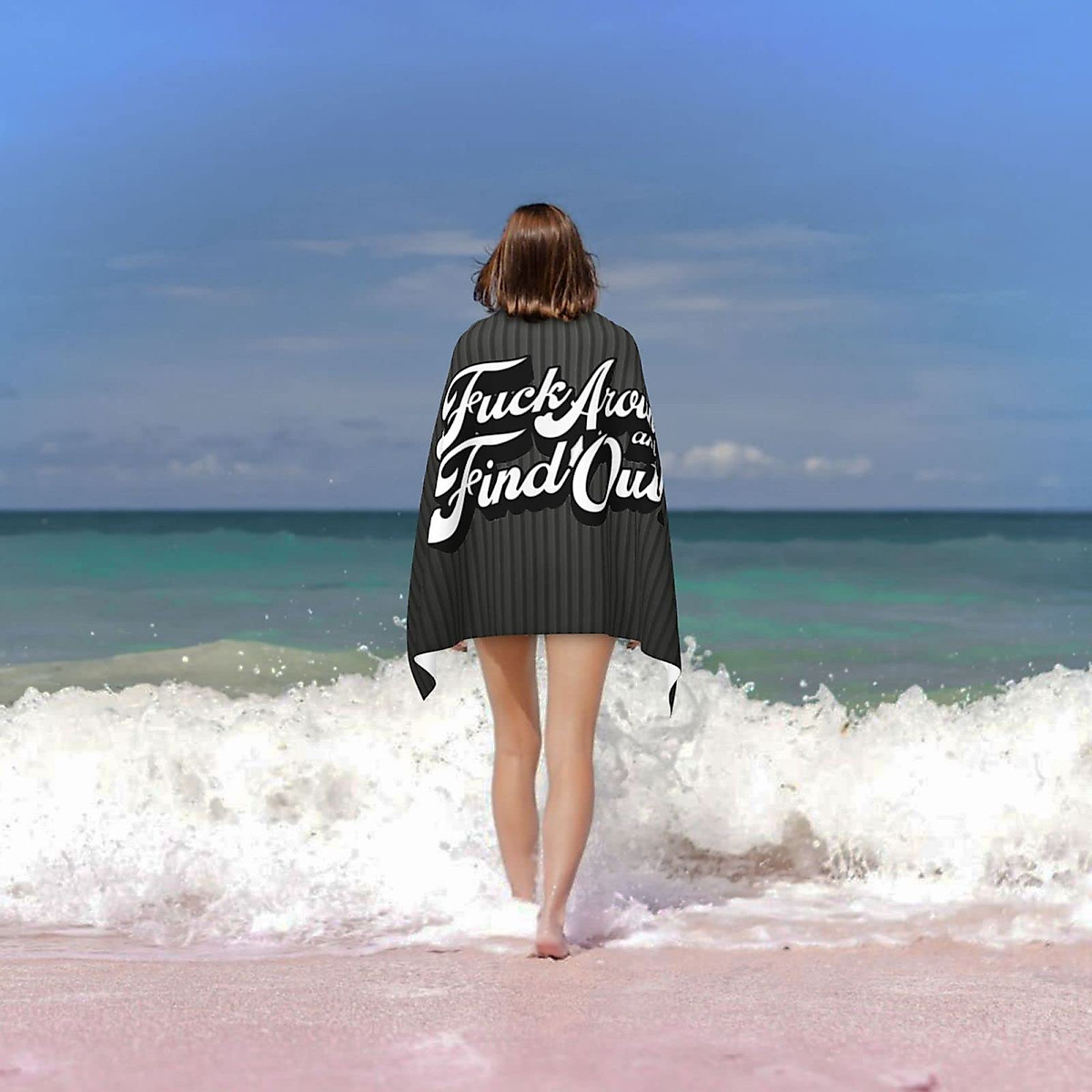 Lujzwop Fuck Around and Find Out Beach Towel, Oversized Pool Towel, Quick Dry Microfiber Beach Towel for Men and Women