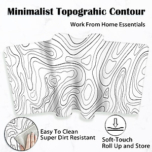Topographic Gaming Mouse Pad, Extended XL Mousepad with Anti Slip Base, Large Desk Mat Keyboard and Mouse Minimalist Contour for Office 31.5 x 11.8 in