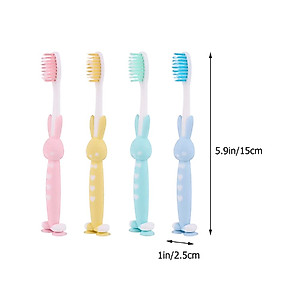 Healifty Kids Toothbrush Cartoon Bamboo Charcoal Soft Hair Silicone Cute Cleaning Teeth Brush Set Handle Children Teeth Cleaning Brushes for Boys and Girls 4pcs (4 Colors)