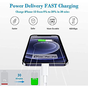 [Apple MFi Certified] iPhone Fast Charger, Veetone 2 Pack 20W USB C Power Delivery Wall Charger Plug with 6FT Type C to Lightning Quick Charge Sync Cable for iPhone 14/13/12/11/XS/XR/X/SE/iPad/AirPods