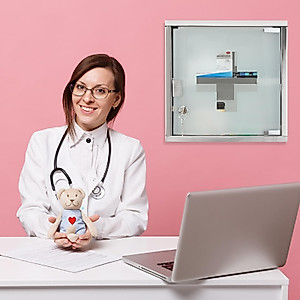 Timgle First Aid Wall Cabinet with Lock Medicine Cabinet Wall Mounted Bathroom Storage Hanging Medical Cabinet with Safety Glass Door for Bathroom Locker Room(Silver, 2 Shelves)