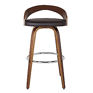 Armen Living LCSOBABRWA26 Sonia Barstool with Polyurethane Upholstery, 26"H, Walnut Wood Finish/Brown