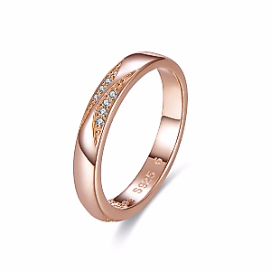 GW Women Silver Ring 925 Sterling Silver Band Rings for Women Retro Style Statement Rings in Size 5/6/7/8 (Rose-gold, 6)