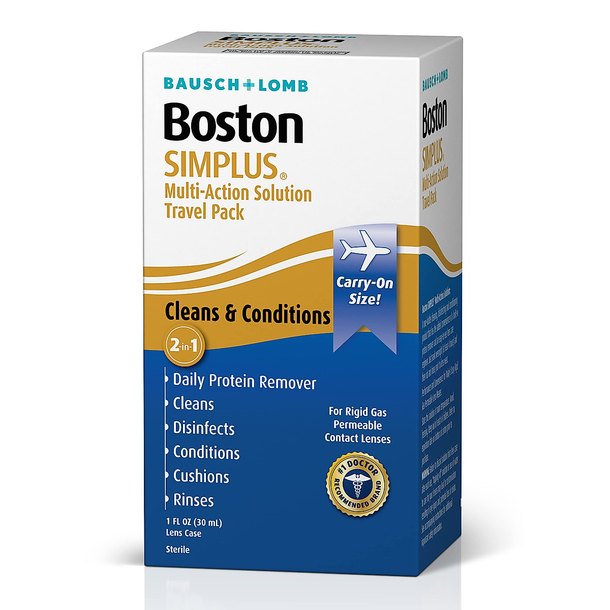 Boston Simplus Contact Lens Solution, for Gas Permeable Contact Lenses, Contact Lens Case Included, 1 Fl Oz
