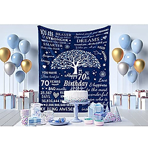 70th Birthday Gifts for Women Happy 70th Birthday Party Decorations Best Gifts for 70 Year Old Woman 70th Birthday Gifts Ideas for Mom, Dad, GrandParents, Friends, Wife Throw Blanket 50" X 60"