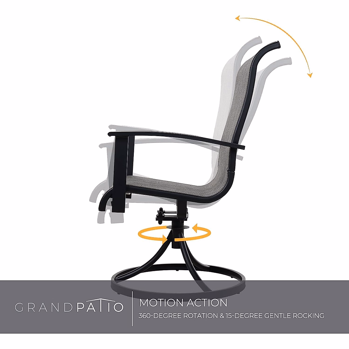 Grand patio 5-Piece Outdoor Furniture Conversation Sets with 32 Inch CSA Approved 40000 BTU Heat Propane Gas Fire Pit Table Outdoor Swivel Rocking Chair 4-Piece Mixed Coffee Dining Chair Set