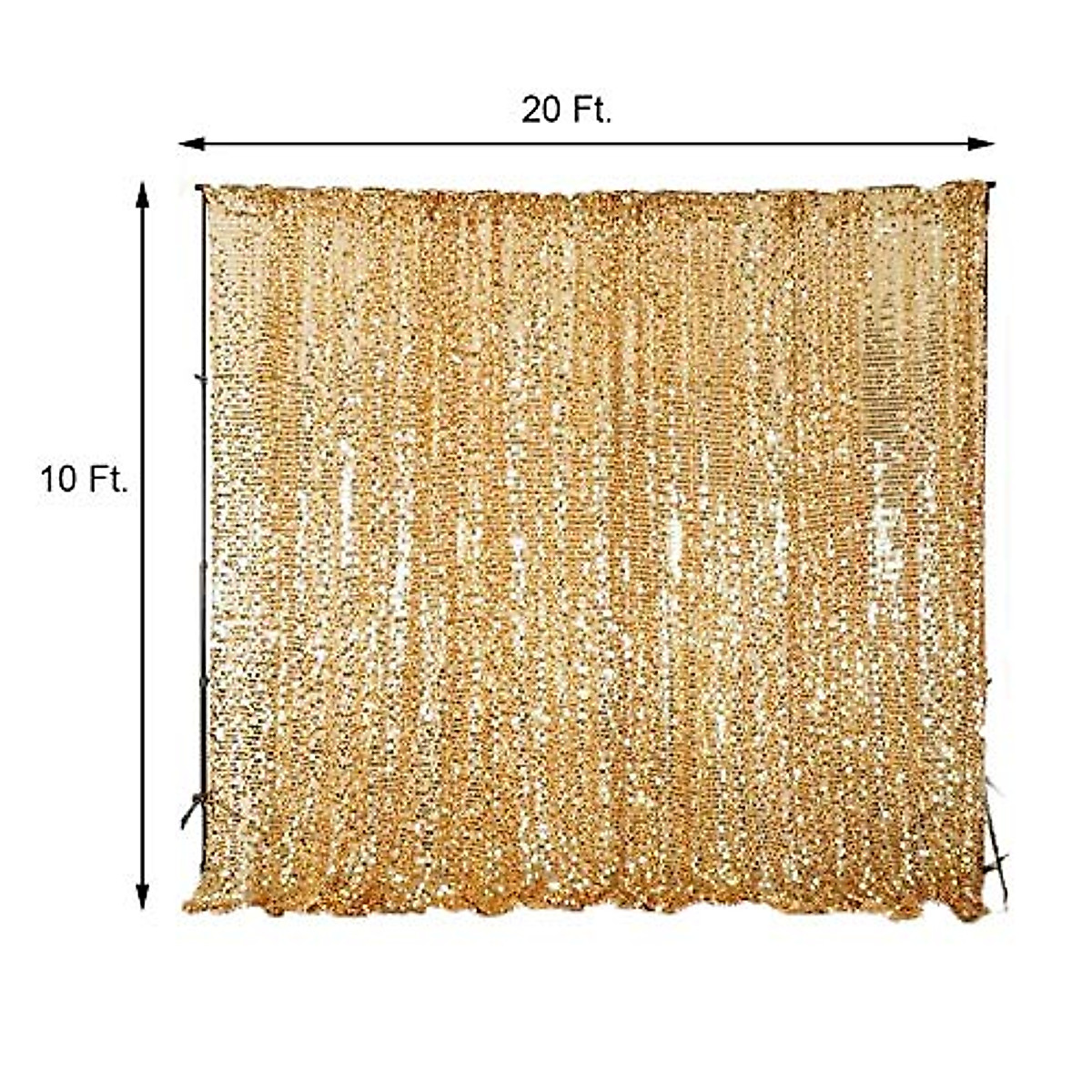 BalsaCircle 20 feet x 10 feet Gold Big Payette Sequin Backdrop Drapes Curtains - Wedding Ceremony Party Photo Booth Home Windows