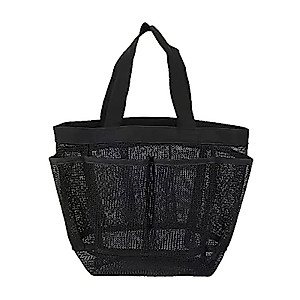 Typutomi Mesh Shower Caddy Portable, Black Mesh Caddy Tote with 8 Storage Pocket and Handle Large Capacity Hanging Shower Caddy Dorm Basket for College Dorm Essentials, Bathroom, Camp, Travel