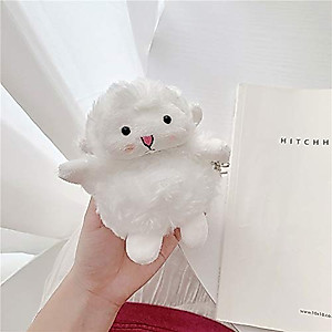 Rertnocnf Compatible with Earbuds Case Airpods 1 & 2, Kids Teens Girls Cute Plush White Sheep Wireless Earphone Protector Keychain