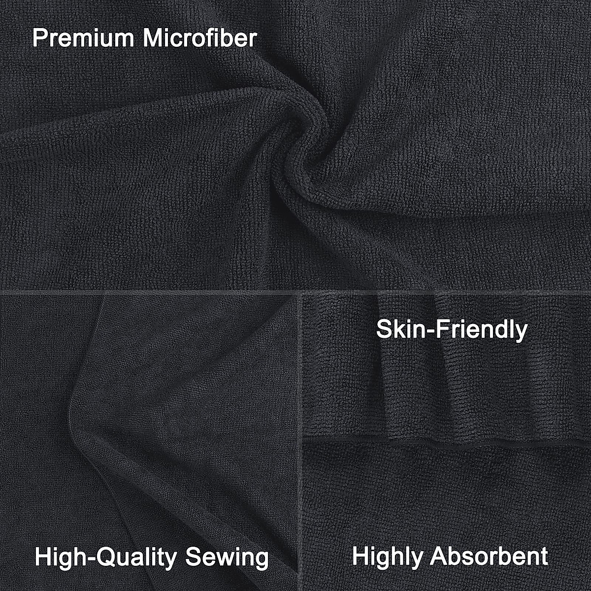 Orighty Black Salon Towel, Pack of 12(Not Bleach Proof, 16 x 27 Inches) Super Soft and Absorbent Microfiber Towels for Salon, Hand, Gym, Bath, Spa and Home Hair Care