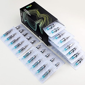 STIGMA Aquamarine Knight Tattoo Cartridge Needles 50pcs Assorted Sizes 0.35mm RL+RM (1203RL 1205RL 1207RL 1209RM 1215RM) Round Liner/Round Magnum EN02B-50KIT-X