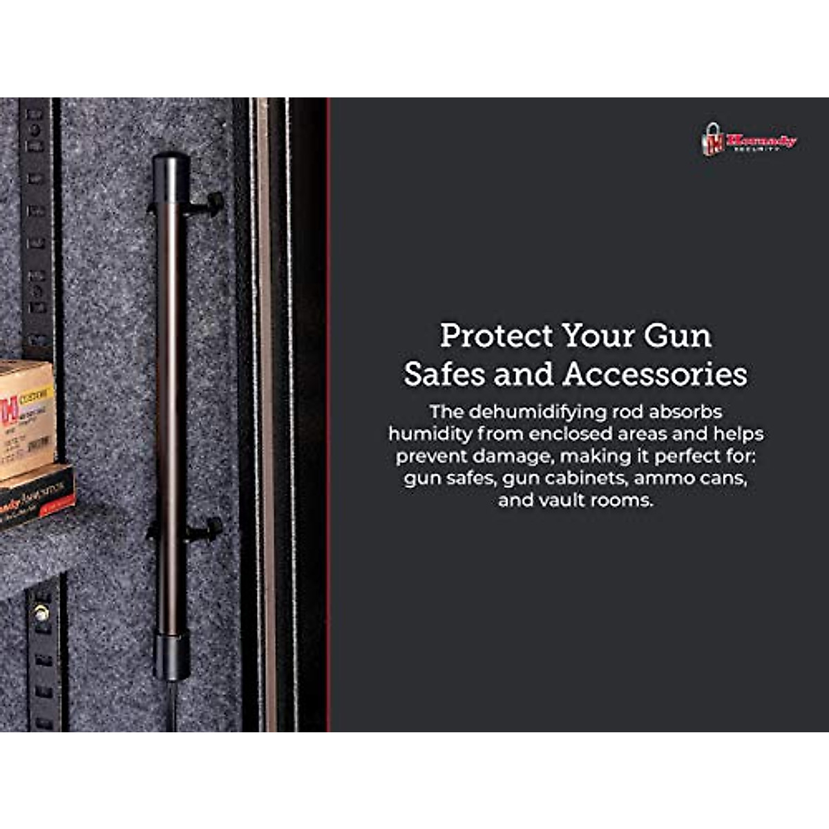 Hornady Gun Safe Dehumidifier Rod 12 Inch, Black, 95903 - Maintenance-Free Plug-In Electric Dehumidifier Eliminates Moisture for Gun Safes & Cabinets to Help Prevent Rust & Corrosion in Your Gun Vault