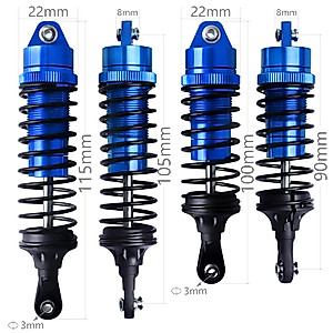 Hobbyfire Shocks Aluminum Threaded Absorber Damper Upgrades Parts Accessories for 1/10 Traxxas Rustler 4X4 VXL Stampede 4X4 Hoss 4X4 Replace 5862 (Navy Blue)