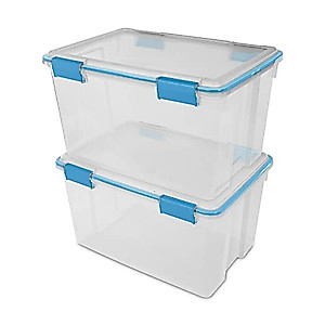 54 Qt Plastic Storage Box Tote Organizing Container With Durable Lid,Stackable and Nestable Snap Lid Plastic Storage Bin, Set of 4, Clear